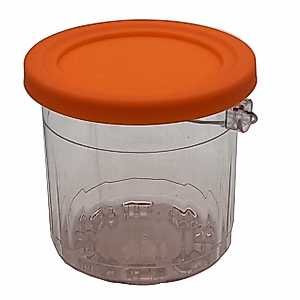 joystar Upgrade bucket Ice Creami Containers,Compatible with Ninja Creami Pints and Lids - 4 Pack, 16oz Cups NC301 NC300 NC299AMZ Series Ice Cream Maker (16oz pints NC300, Orange/purple/coffee/grey)