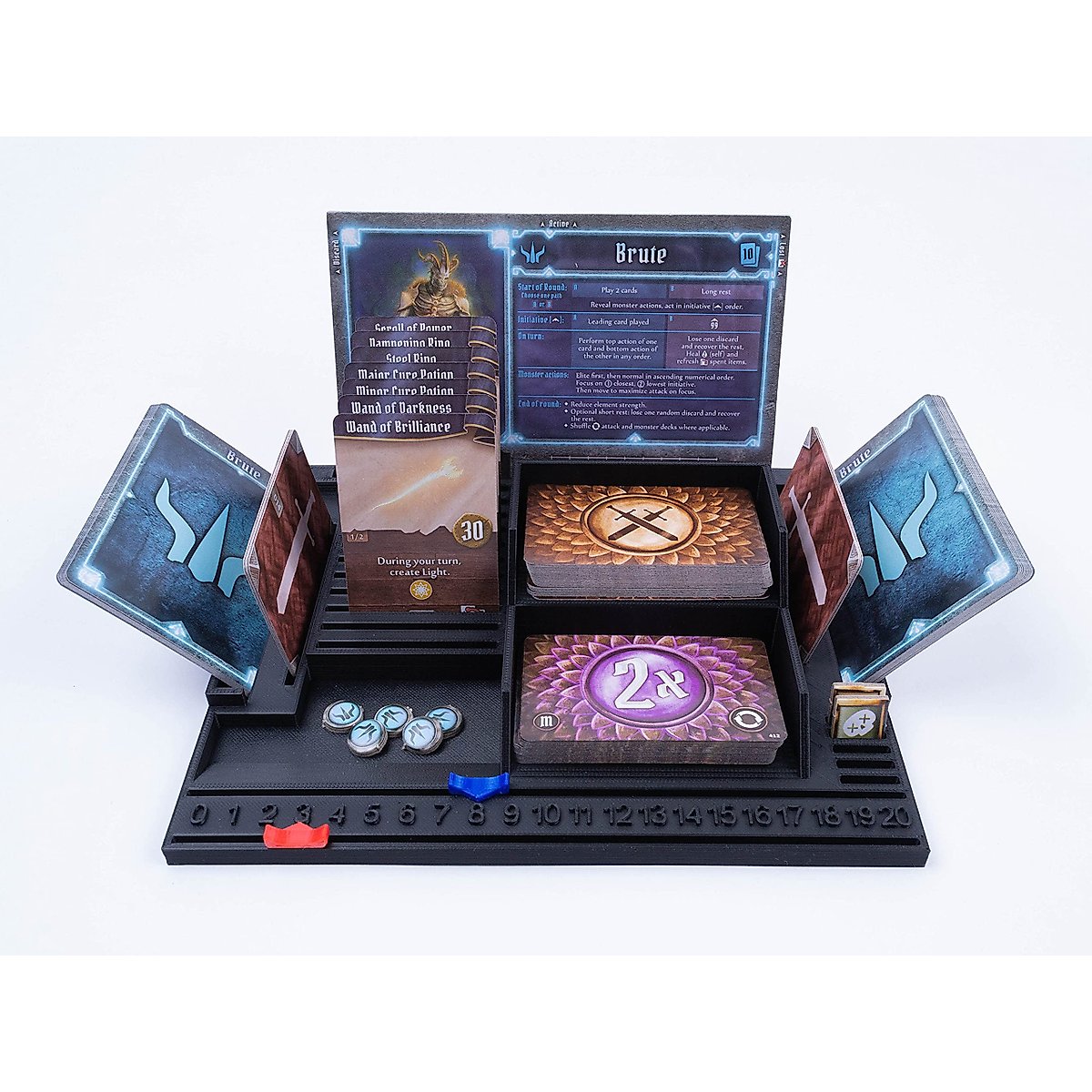3D Vikings Gloomhaven Player Dashboards with HP/XP Slide Tracker, Black, Pack of 4