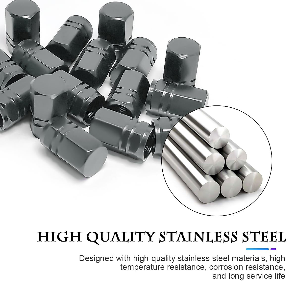 Fekey&JF 16 PCS Car Tire Valve Stem Caps, Waterproof Airtight Car Wheel Tire Valve Stem Covers Universal for Cars, Bicycles, Trucks, Motorcycles, Car Accessories for Men Women (Gray)