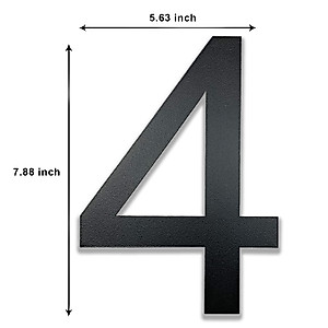 MOLVCE 8 Inch Large House Numbers for Outside, Stainless Steel Address Numbers, Floating Modern House Numbers, Door Mailbox Numbers, Number 4