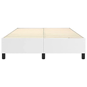 vidaXL Box Spring Bed Frame Home Indoor Bed Accessory Bedroom Upholstered Double Bed Base Furniture White 53.9"x74.8" Full Faux Leather