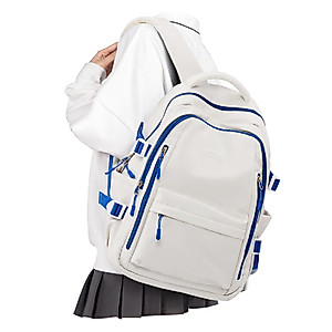 BOXSAM Lightweight Backpack for Women, Large Laptop Travel Backpack Casual Daypack College Bag Rucksack for Men. White