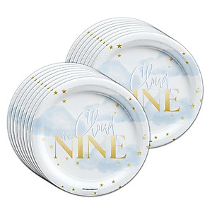 On Cloud Nine Birthday Party Supplies - Bridal Shower Tableware Set Includes Plates Napkins Cups - Kit for 16