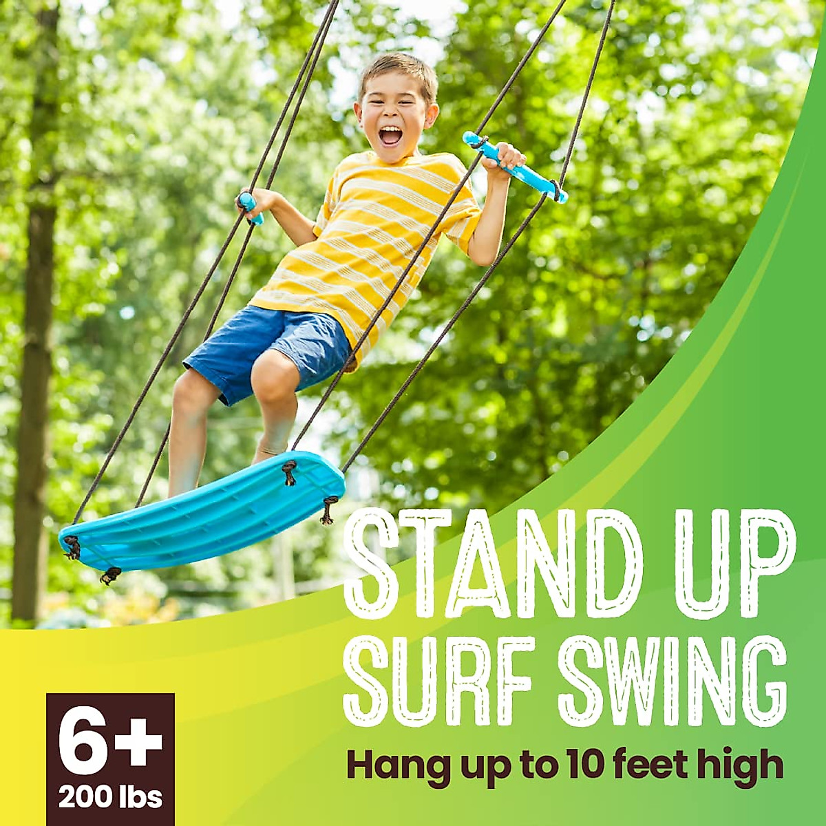 Swurfer Kick Stand Up Tree Swing, Outdoor Swing – Swingset Outdoor for Kids with Adjustable Handles, Outdoor Swing for Kids, Outdoor Play, Weatherproof, Easy Installation, 200 lbs, Ages 6+, Blue