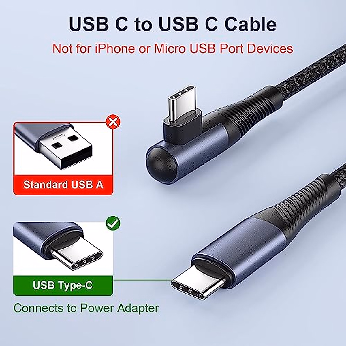 Deegotech USB-C to USB-C Fast Charging Cable 10ft Pack of 2 [60W 3.1A] Nylon Braided Fast Charger Compatible with MacBook Pro/Air, iPad/Pro/Air/Mini, Sumsung Galaxy and More Devices with USB-C Port