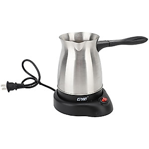 Turkish Coffee Pot, Stainless Steel Arabic, Greek & Turkish Electric Coffee Maker Machine Pot, 600ml Coffee Tea Warmer Kettle with Removable Anti Scald Handle Cordless Base for Home & Travel