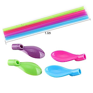 OKGD Set of 40 Hard Plastic Spoon Straws 9 Inch Detachable Straws Kitchen Utensil Stirring Spoon Coffee Spoon (4 Color)