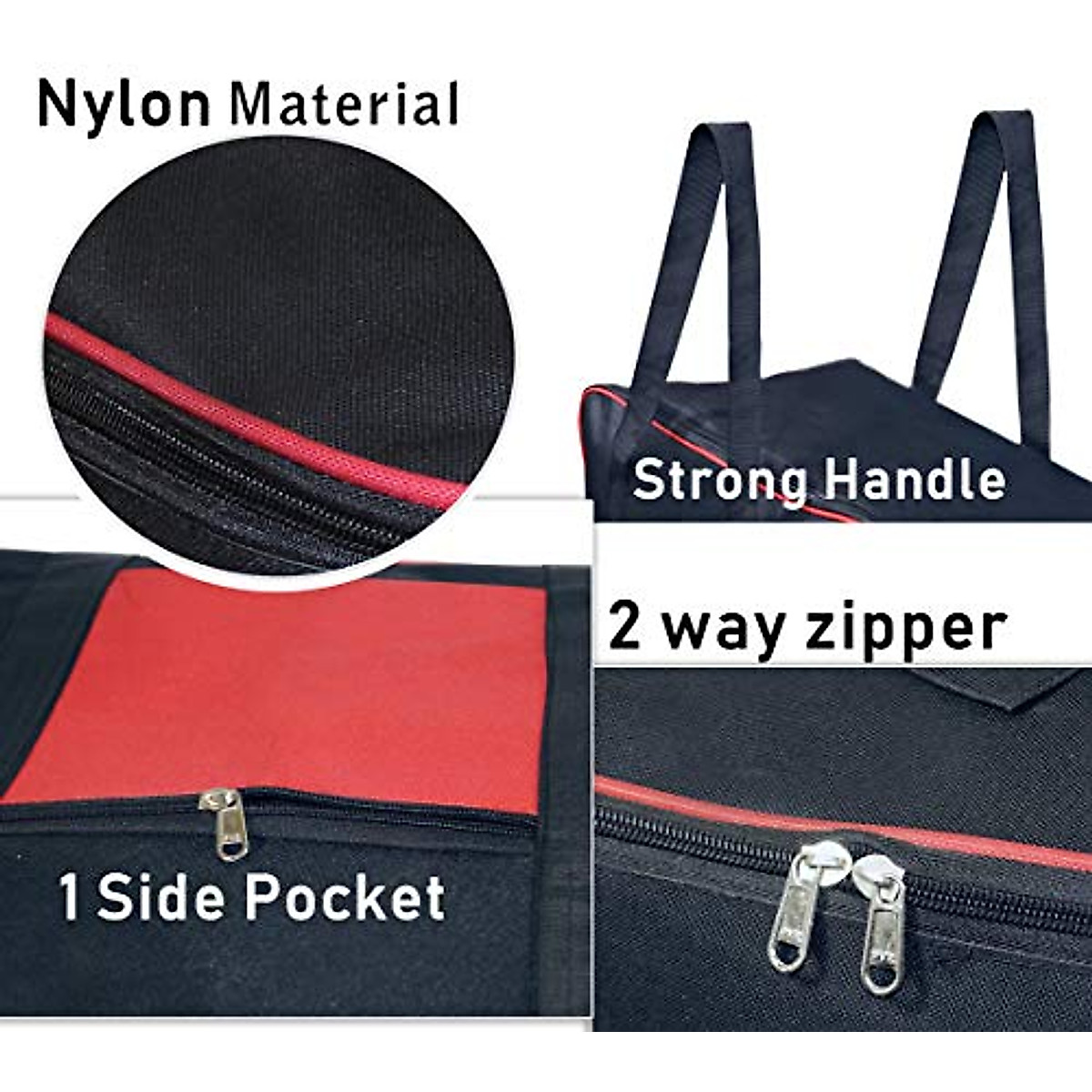 Storite 2 Pack Nylon Big Underbed Storage Bag Moisture Proof Cloth Organiser with Zippered Closure and Handle(BlackRed, 21.25 x 18.11 x 11 inch) Rectangular
