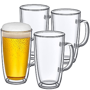 Amazing Abby - Appalachians - 28-Ounce Insulated Plastic Beer Glasses (Set of 4), Double-Wall Beer Mugs, Reusable, BPA-Free, Shatter-Proof, Dishwasher-Safe, Perfect for Poolside, Outdoors, and More