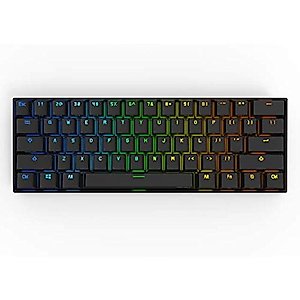CORN Anne Pro 2 61Keys Mechanical Gaming Keyboard 60% True RGB Backlit - Wired/Wireless Bluetooth 5.0 PBT Type-c Up to 8 Hours Extended Battery Life, Full Keys Programmable (Gateron Brown, Black)