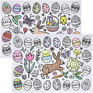 Iconikal Color-Your-Own 2-Sided Reversible Disposable Paper Place Mats, 14 x 10-inches, Easter, 22-Count