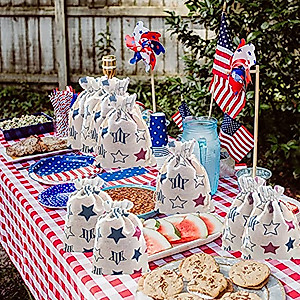 American Flag Patriotic Star Gift Treat Bags Drawstring Gift Bag 4th of July USA Favor Goodies Bag for Wedding Birthday Party ,Memorial Day, Veterans Day Party, Independence Day, Labor Day Party Decorations