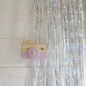 Cynzia Baby Toy Wooden Mini Camera Toy, Kid Cute Mini Sharpe Toy Neck Hanging Photographed Props for Toddlers Children Kids' Room Hanging Decor Gift (Purple)