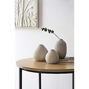 White Stoneware Vases with Textured Black Polka Dots (Set of 3 Sizes)