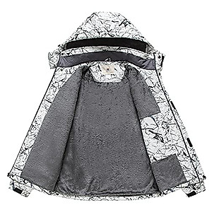 CREATMO US Men's Snowboard Jacket Snow Winter Coat Raincoat Line Printed Medium