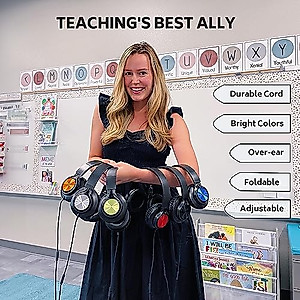 AILIHEN Headphones Wired 6 Pack for School Bulk, Over-Ear Headsets with Microphone for Kids Students, Teens, Classroom, Library, Chromebook, Laptop, Adjustable, Foldable, 3.5mm Jack - (Multicolor)