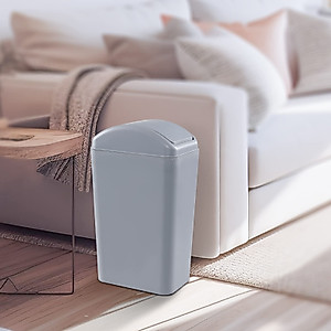 Esdiplot 3.5 Gallon Swing Lid Waste Can, Plastic Swing-Top Trash Can, Gray, 1 Pack