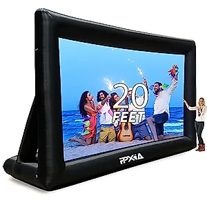 PPXIA Inflatable Movie Screen Outdoor Projector Screen 20ft, Blow Up Screens Front and Rear Projection with Air Blower, Best for Movie Nights Backyards Pool Party Home Theater