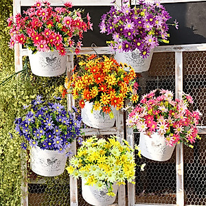 HEJIAYI Artificial Outdoor Flowers - 8 Bundles Fake UV Resistant Shrubs Flowers for Indoor Outdoor Home Garden Kitchen Office Table Vase(Yellow)