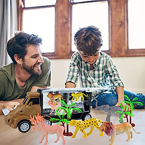 Tcvents Toys for 3 + Year Old Boys Girls, Car Toys Carrier Trucks for Kids 5-7 Gifts - Rhino Truck Transport Carrier Toy Playset with Animal Toys & Accessories for Kids Birthday