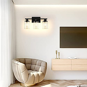 RyaHQ Bathroom Light Fixtures Over Mirror Bathroom Vanity Light Fixture 3 Light Vanity Lights for Bathroom Vanity Lighting Fixtures Wall Sconce Wall Lamp Wall Light Fixtures Black