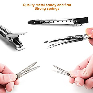 65Pcs Duck Billed Hair Clips for Styling Sectioning, Metal Silver Alligator Clips for Women, 3 Sizes for Roller, Pin Curl Loc Clips for Retwist, Salon, Barber, Bows DIY