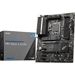 MSI PRO B660-A DDR4 Motherboard (ATX, 12th Gen Intel Core, LGA 1700 Socket, DDR4, PCIe 4, 2.5G LAN, M.2 Slots, USB 3.2)