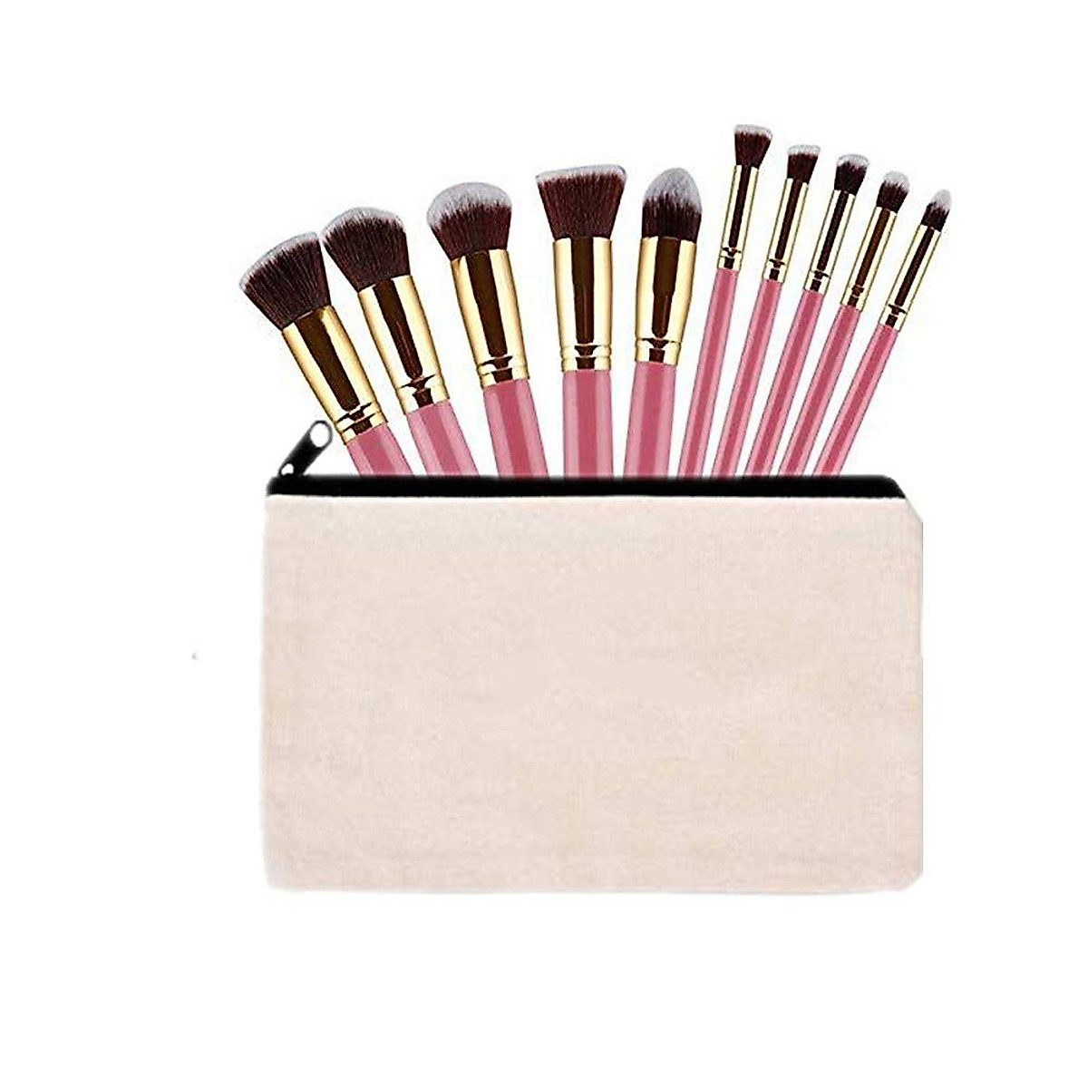 LifeUnite 10 PCS Canvas Makeup Bag Cosmetic Pouch Blank Zipper Bag-9.1 × 5.9 inch