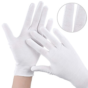 60 Pieces Glove Soft Stretchy Working Glove Costume Reusable Large Mitten for Inspection Photo Jewelry Silver Coin Archive Serving Costume, Cotton Gloves for Women Men Eczema Moisturizing Spa (White)