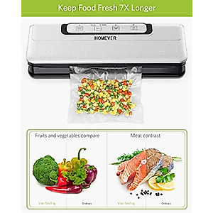 HOMEVER Vacuum Sealer Machine, Automatic Food Sealer with Led Indicator Lights Easy to Clean Dry Moist Food Modes Include 20 Packing Bags