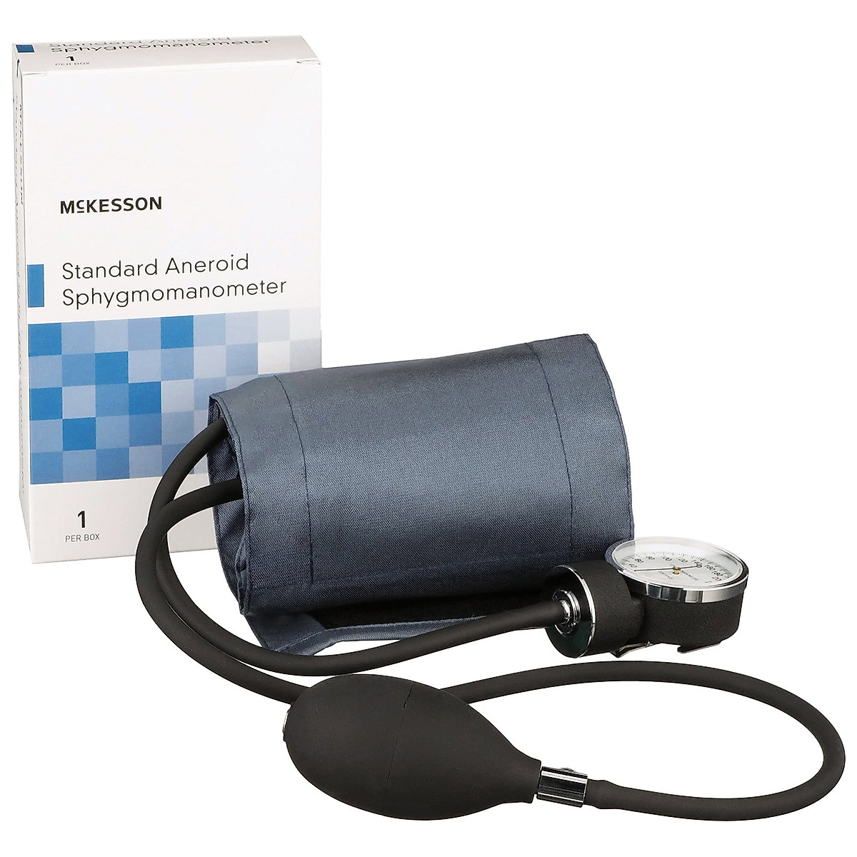 McKesson Aneroid Sphygmomanometer, Blood Pressure with Cuff, Navy, Adult Medium, 1 Count