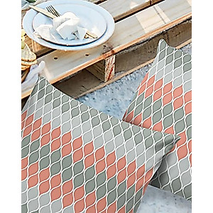 Outdoor Throw Pillow Cover Abstract Geometry Lines Art Waterproof Cushion Covers 2 Pack Raindrop Stripe Pink Grey Gradient Pillow Cases Home Decoration for Patio Garden Couch Sofa