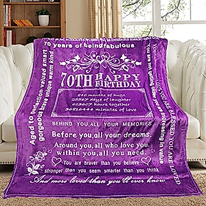 Yufobel 70th Birthday Gifts for Women, Gift for 70 Year Old Women, 70 Years Old Birthday Gift Idea, Happy 1952 70th Birthday Gift for Grandma/Mom/Wife, 70th Birthday Throw Blanket 60’’x50’’