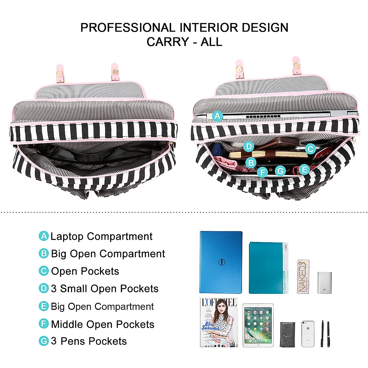 LOVEVOOK Laptop Bag for Women Large Capacity Computer Bags Cute Messenger Bag Briefcase Business Work Bags Purse, 15.6inch, Pink-Pro