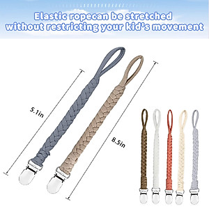 Duludulu 7 Pcs Braided Pacifier Clips for Boys and Girls, Pacifier Holder Baby Binky Clips Handmade Cotton Modern Unisex Pacifier Smoother Clip Fits All Pacifiers for Shower Birthday Gifts