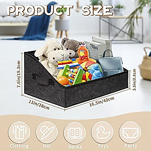 Msoesticc.dl 2Pcs Foldable Trapezoid Closet Storage Bins with Handle, Large Capacity Closet Organizer Storage Basket, Felt Clothes Bins Storage for Closet Shelves Wardrobe Cabinet 16.5 x 11 x 7.6Inch