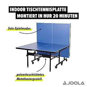 JOOLA Inside 15 - Professional MDF Indoor Table Tennis Table with Quick Clamp Ping Pong Net and Post Set - 10 Minute Easy Assembly - Ping Pong Table with Single Player Playback Mode