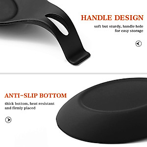 DOITOOL 2PCS Black Silicone Spoon Rests for Kitchen Counter Stove Top, Silicone Spoon Holder for Stove Top Countertop Spatula Ladle Spoon Utensil Holder