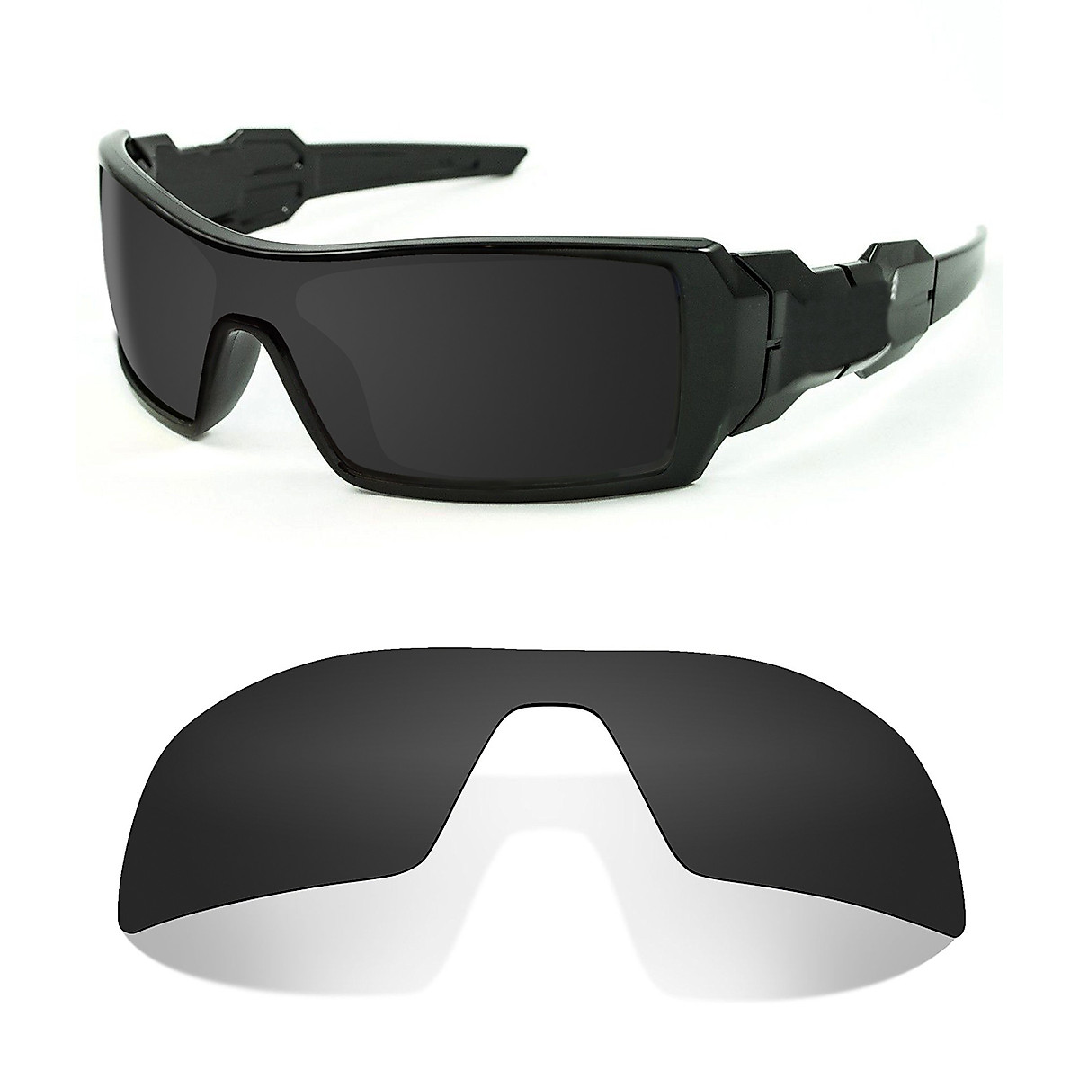 Littlebird4 1.5mm Black Polarized Replacement Lenses for Oakley Oil Rig Sunglasses