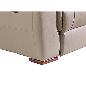 Blackjack Furniture Walker Leather Match Upholstered Reclining Living Room Sofa, Beige