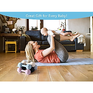 Giftty Baby Dumbbell Toy - Silicone Infant Rattle Teething Toy Teether Toddler Sensory Toy Durable Safe Exercises Workout Weight - Great Gift for Girls and Boys (1pcs 4.8oz - Gray)