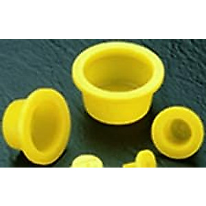 Caplugs 99191392 Plastic Tapered Cap and Plug with Wide Thick Flange WW-16, PE-LD, Cap OD 1.249" Plug ID 1.465", Yellow (Pack of 200)