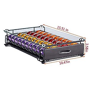 Rice rat Vertuo Capsule Holder Drawer for Nespresso With Glass For Cabinet Vertuoline Pod Storage Rack For Counter (Class-40 Pods（With handle）)