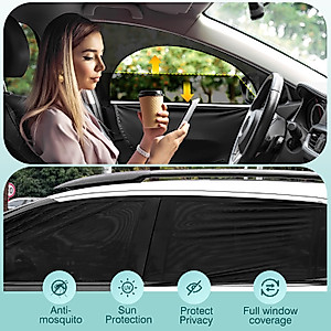Ovege Car Window Shades 2pcs-Side Window Sun Shade Breathable Mesh-Zipper Car Window Cover Car Window Screens for Car Camping Privacy Universal Fit for Most(95%) of Car Shades for Front Windows