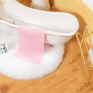 SAMCAMI Ceramic Dollhouse Furniture 1 12 Scale - Doll House Furniture Toys for Dollhouse Bathroom - Miniature Furniture Incl Toilet, Bathtub, Washbasin, Fluffy Carpet and Other Dollhouse Accessories
