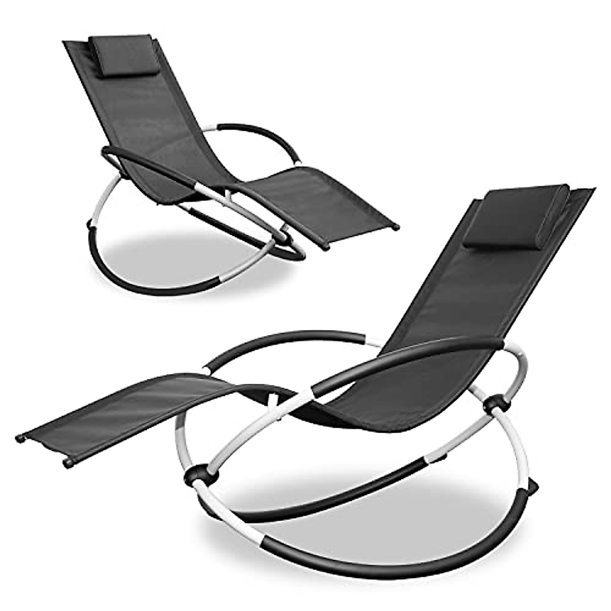 Outdoor Lounge Chair, New Zero Gravity Chair, Foldable Outdoor Chaise Lounge 2 Pack, 2021 Technological Innovation - A Combination of Recliner & Rocking Chairs