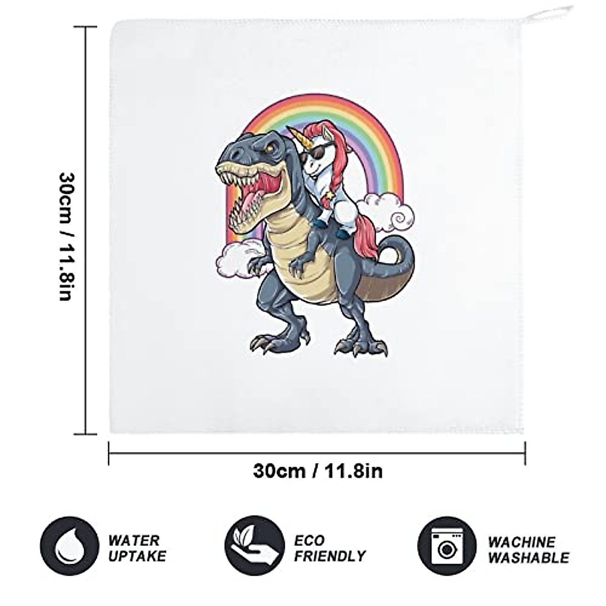Unicorn Riding Dinosaur Hand Towel Hanging Soft Towels Kitchen Bathroom Decorative Printed Funny Cute Patten