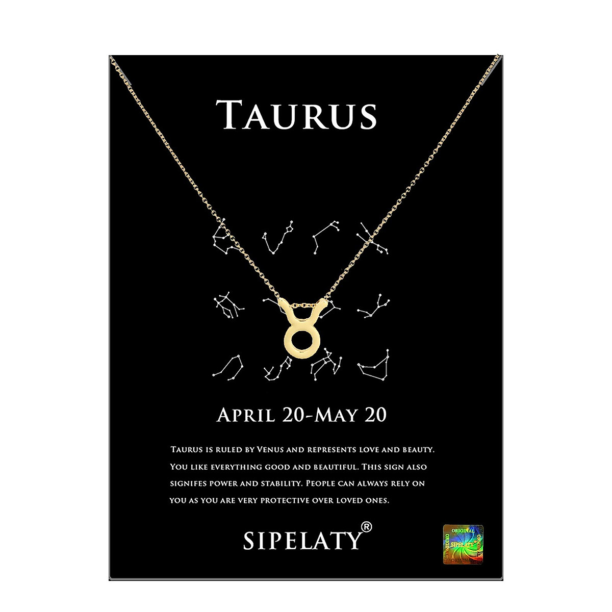 HOLY KT 12 Constellation Zodiac Pendant Necklace Astrology Gold Tone Chain with Gold Message Card for Women Jewelry