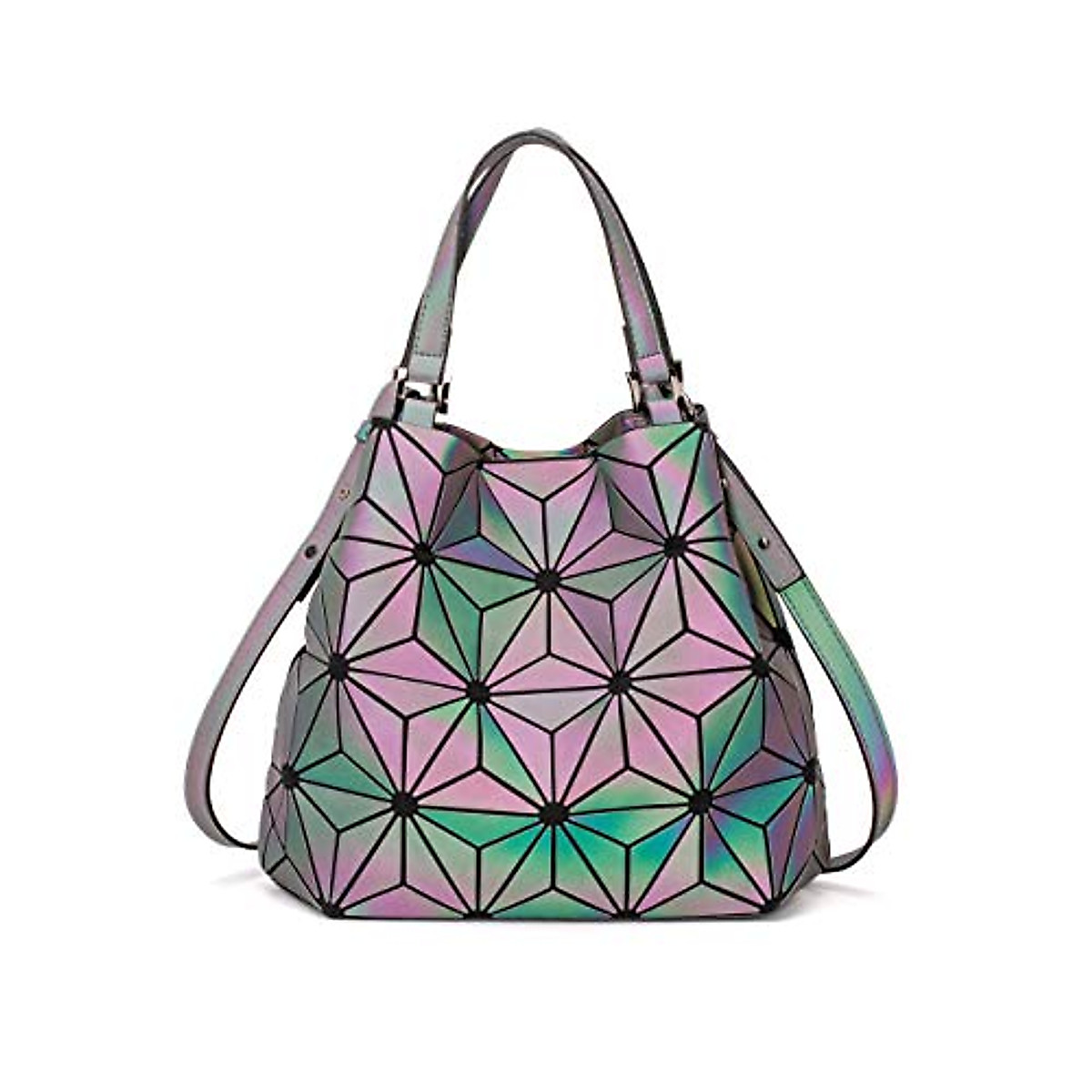 Geometric Luminous Purses and Handbags Holographic Purse Lumikay Bag Reflective Leather Irredescent Tote NO.4