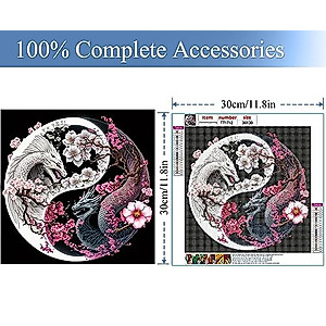 JFYHAB Dragon Diamond Painting Kits-Taichi Dragon Diamond Painting Kits for Adults,5D DIY Full Drill Dragon Diamond Art for Home Wall Decor 12x12inch